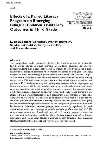 (PDF) Effects of a Paired Literacy Program on Emerging Bilingual ...