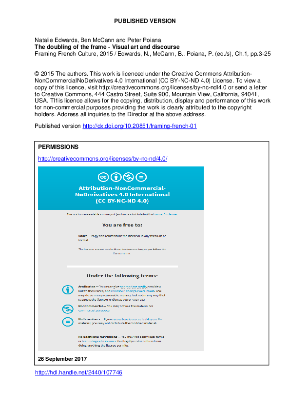 (PDF) The doubling of the frame — Visual art and discourse