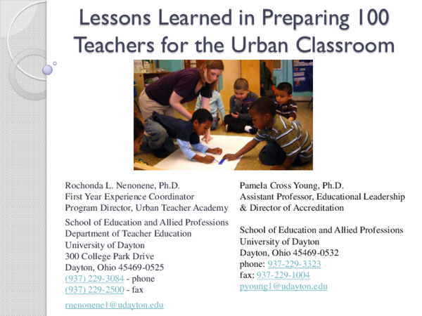 (PDF) Lessons Learned in Preparing 100 Teachers for The Urban Classroom