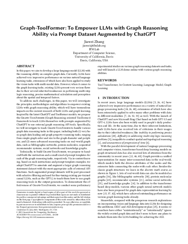 Pdf Graph Toolformer To Empower Llms With Graph Reasoning Ability Via Prompt Dataset