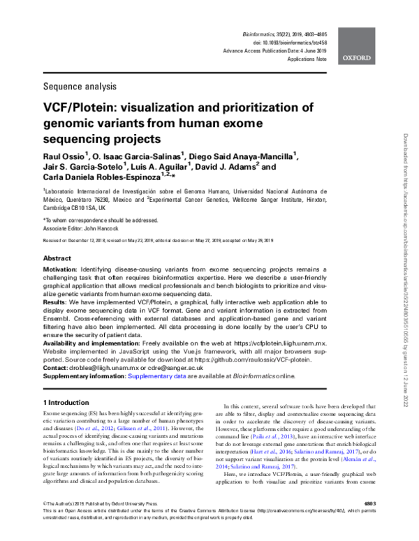 VCF/Plotein: visualization and prioritization of genomic variants from ...