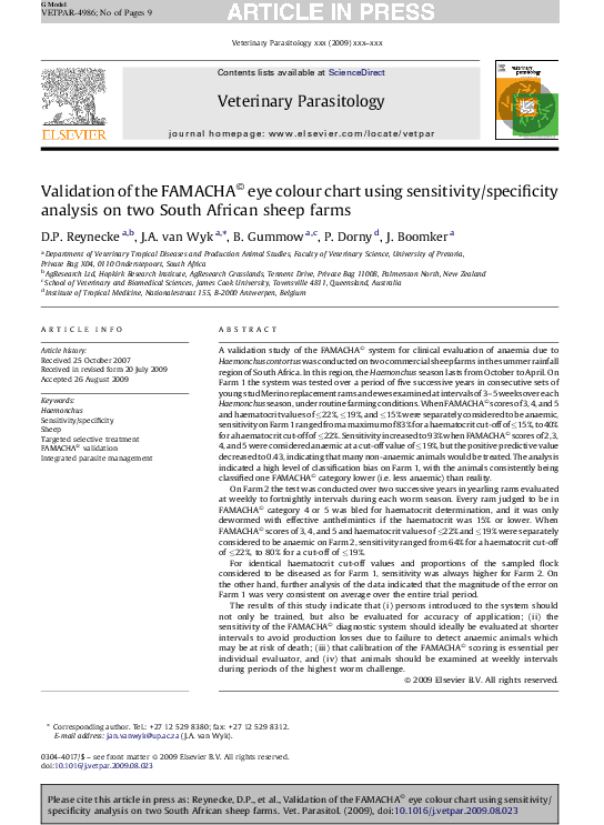Validation of the FAMACHA© eye colour chart using sensitivity ...