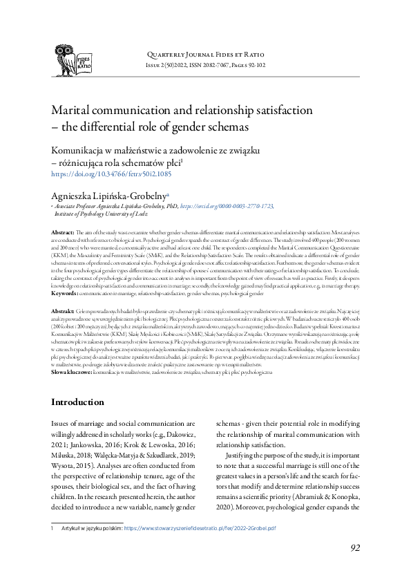 (PDF) Marital communication and relationship satisfaction - The ...