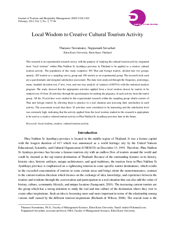 (PDF) Local Wisdom to Creative Cultural Tourism Activity