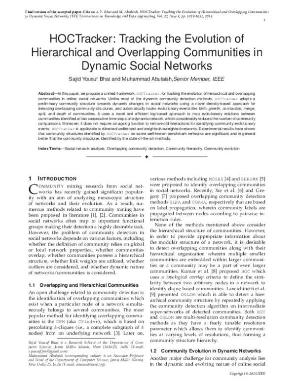 (PDF) HOCTracker: Hierarchical Community Evolution