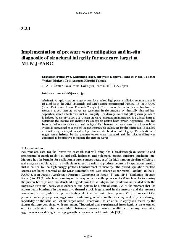 (PDF) Implementation of pressure wave mitigation and in-situ diagnostic ...