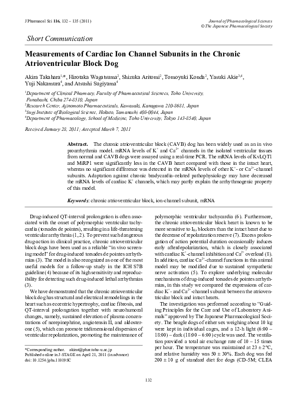 (PDF) Measurements of Cardiac Ion Channel Subunits in the Chronic ...