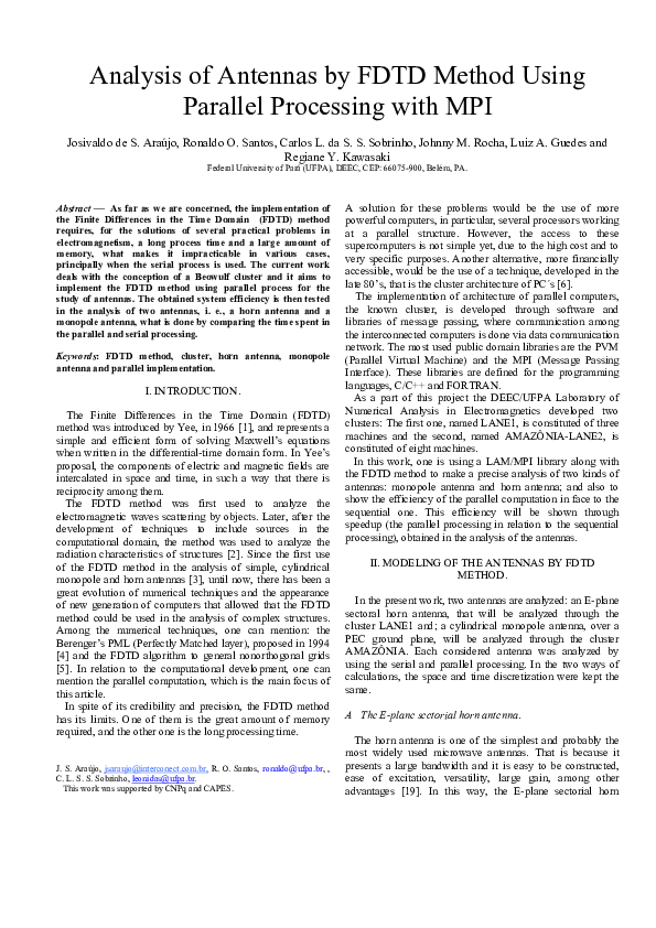 (PDF) Analysis of antennas by FDTD method using parallel processing with MPI
