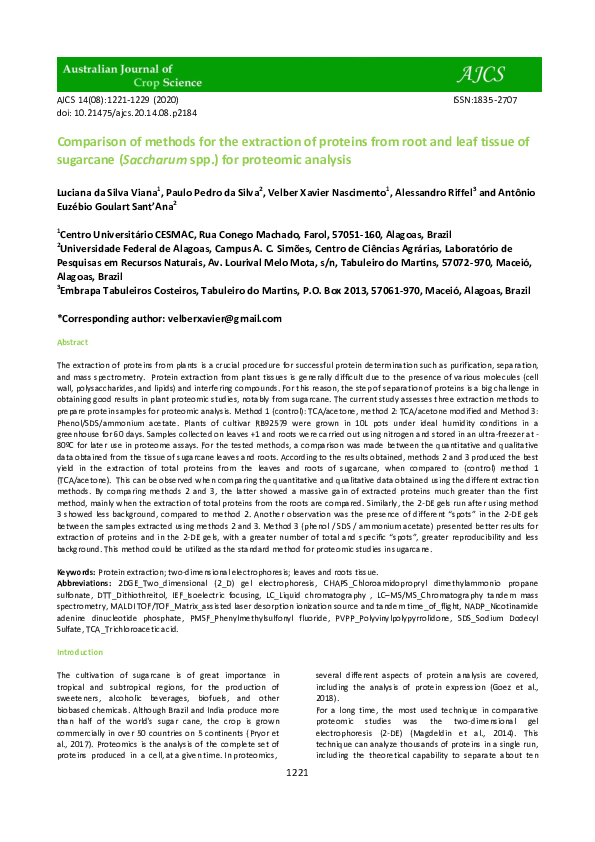 (PDF) Comparison of methods for the extraction of proteins from root ...