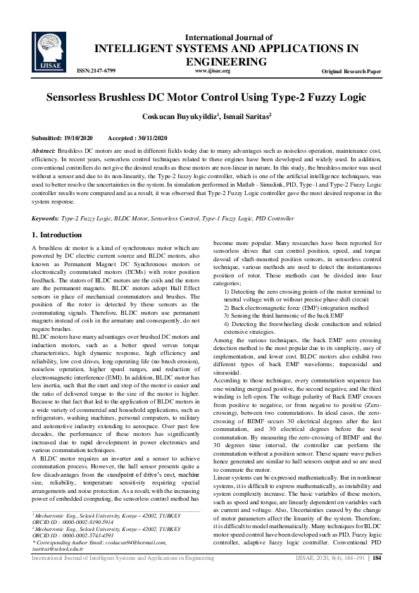 (PDF) Sensorless Brushless DC Motor Control Using Type-2 Fuzzy Logic