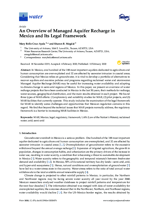 (PDF) An Overview of Managed Aquifer Recharge in Mexico and Its Legal ...