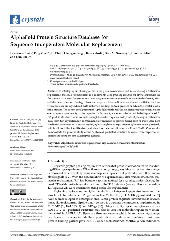 (PDF) AlphaFold Protein Structure Database for Sequence-Independent ...