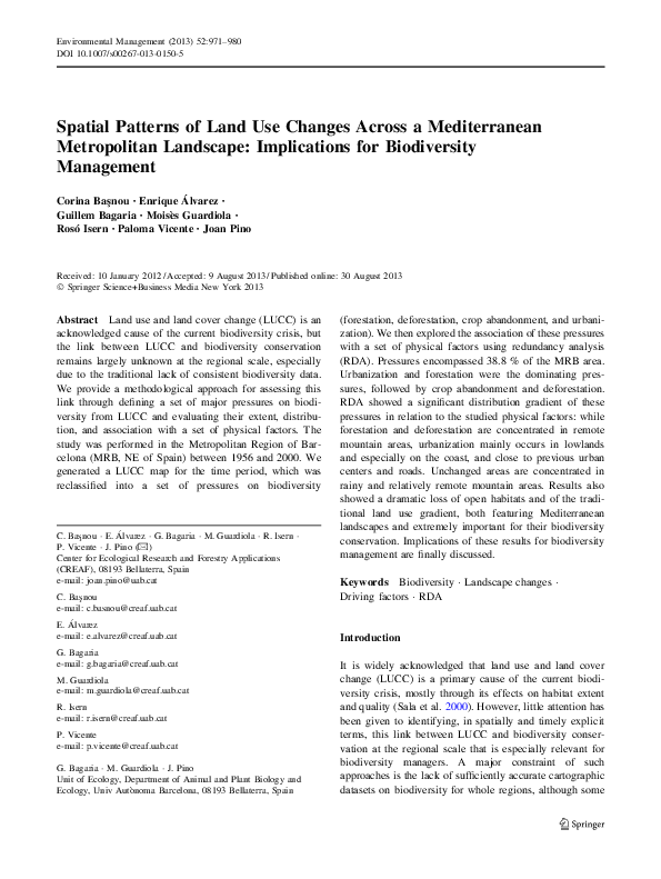 (PDF) Spatial Patterns of Land Use Changes Across a Mediterranean ...