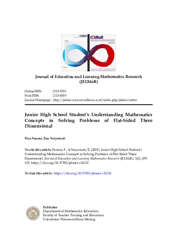 (PDF) Junior High School Student’s Understanding Mathematics Concepts in Solving Problems of ...