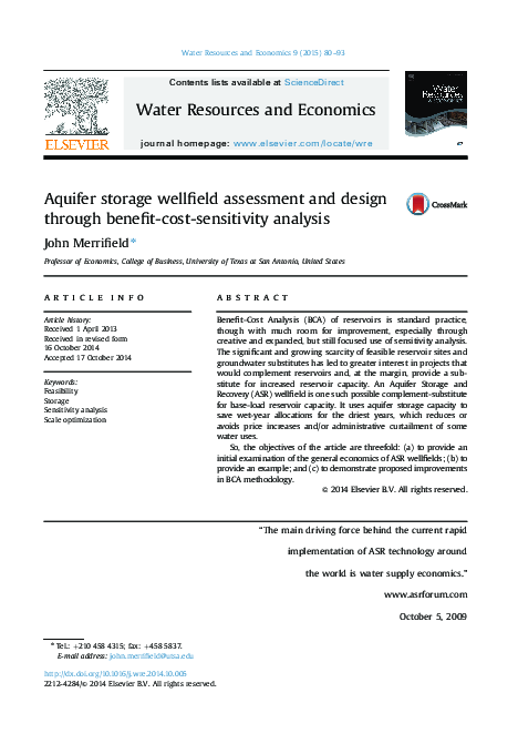 (PDF) Aquifer storage wellfield assessment and design through benefit ...