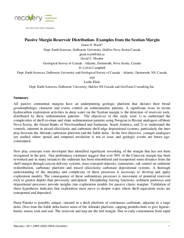 (PDF) Passive Margin Reservoir Distribution-Examples from the Scotian ...
