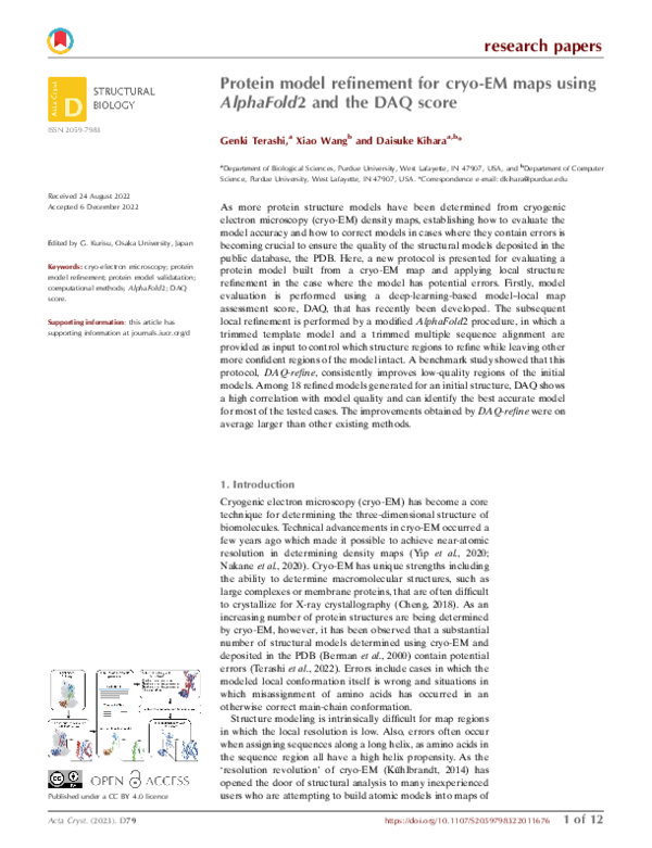 (PDF) Protein model refinement for cryo-EM maps using AlphaFold2 and the DAQ score