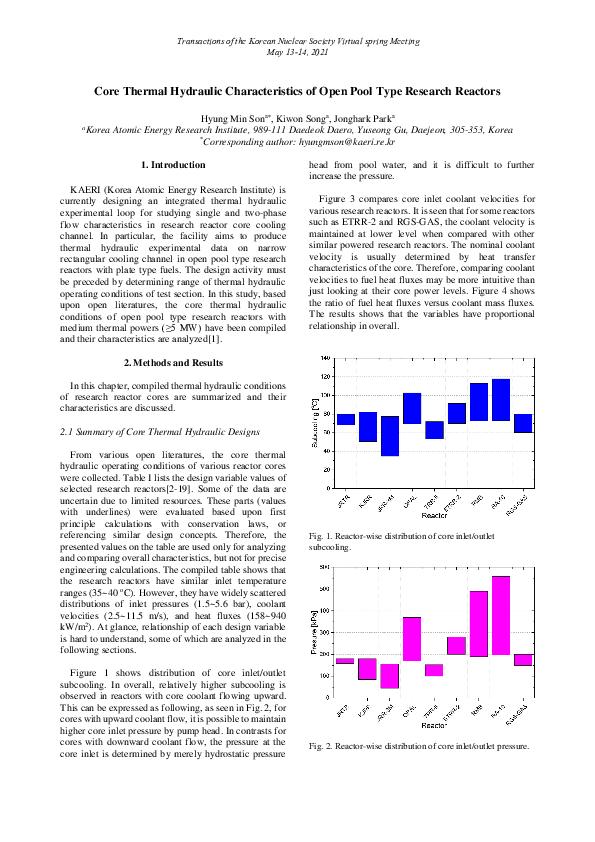 (PDF) Core Thermal Hydraulic Characteristics of Open Pool Type Research ...