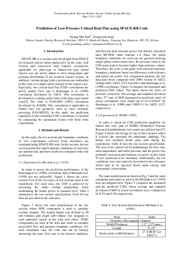 Prediction of Low-Pressure Critical Heat Flux using SPACE-RR Code