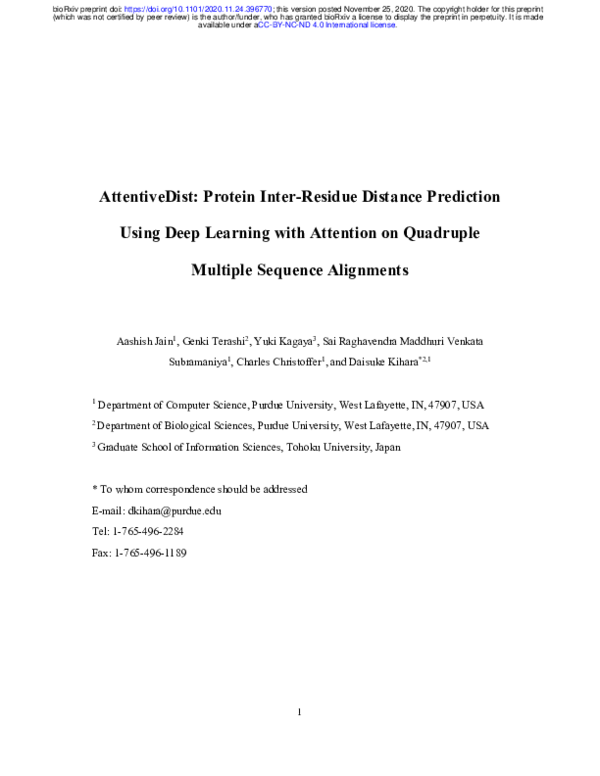(PDF) AttentiveDist: Protein Inter-Residue Distance Prediction Using Deep Learning with ...