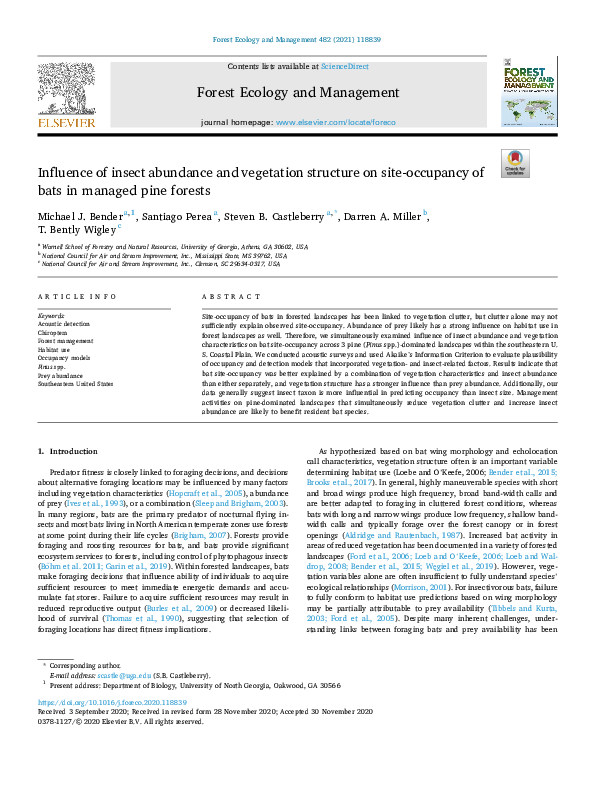 (PDF) Influence of insect abundance and vegetation structure on site ...