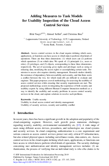 (PDF) Adding Measures to Task Models for Usability Inspection of the Cloud Access Control Services