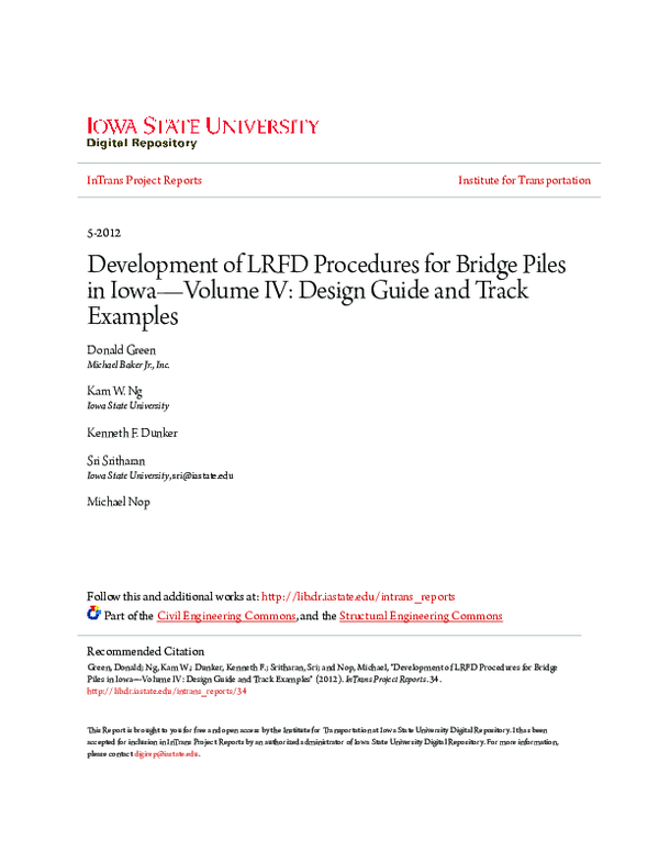 (PDF) Development of LRFD Procedures for Bridge Pile Foundations in ...