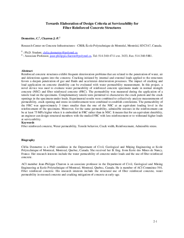 (PDF) Towards Elaboration of Design Criteria at Serviceability for ...
