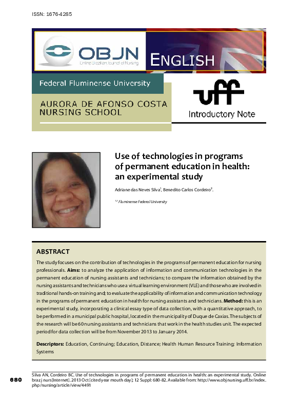 (PDF) Use of technologies in programs of permanent education in health ...