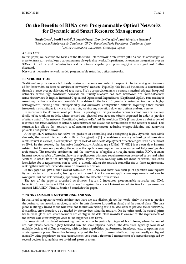 (PDF) On the Benefits of RINA over programmable optical networks for dynamic and smart resource ...