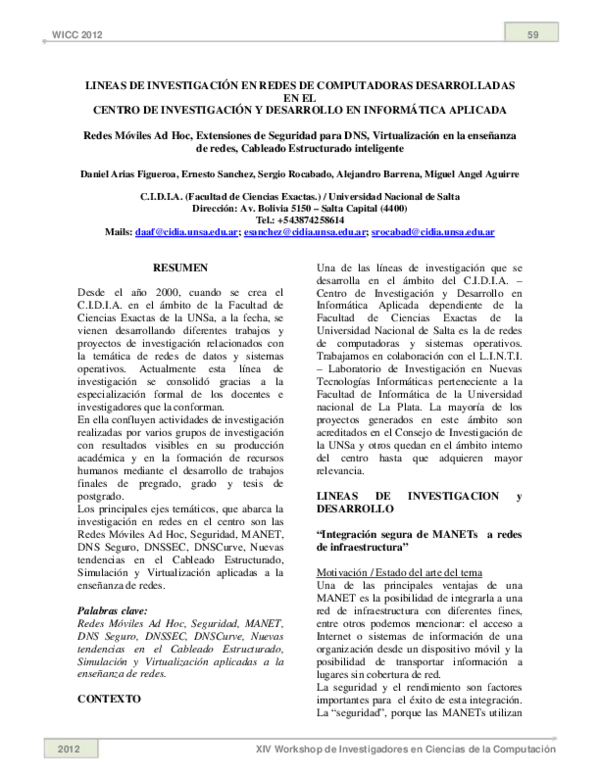 (PDF) Líneas de investigación en redes de computadoras desarrolladas en el Centro de ...