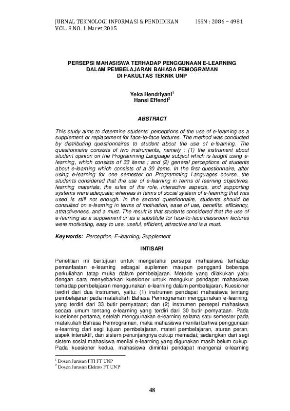 (PDF) Persepsi Mahasiswa Terhadap Penggunaan E-Learning dalam Pembelajaran Bahasa Pemrograman di ...