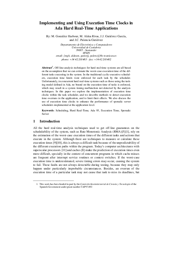 (PDF) Implementing and using execution time clocks in Ada hard real ...