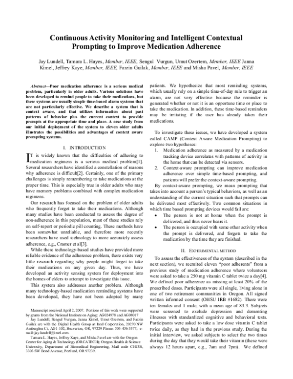 (PDF) Continuous Activity Monitoring and Intelligent Contextual ...