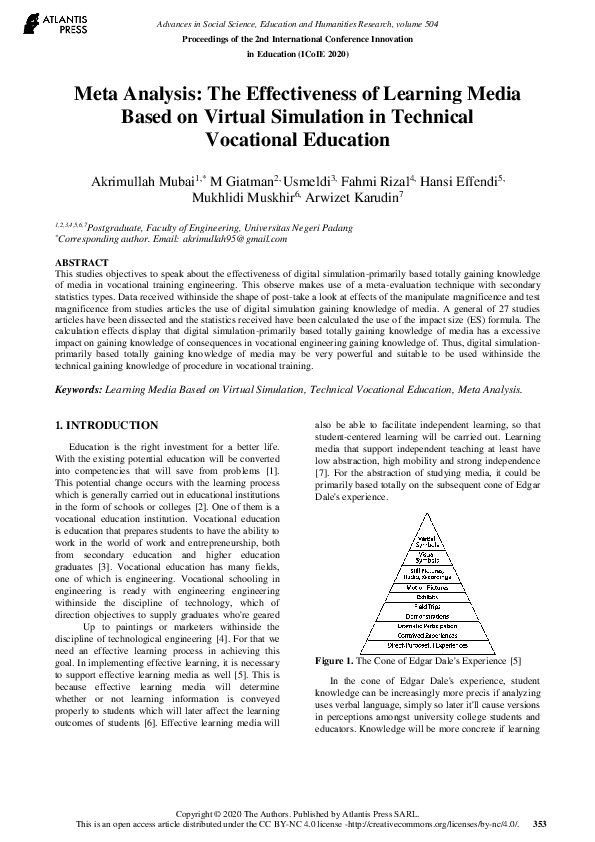 (PDF) Meta Analysis: The Effectiveness of Learning Media Based on Virtual Simulation in ...
