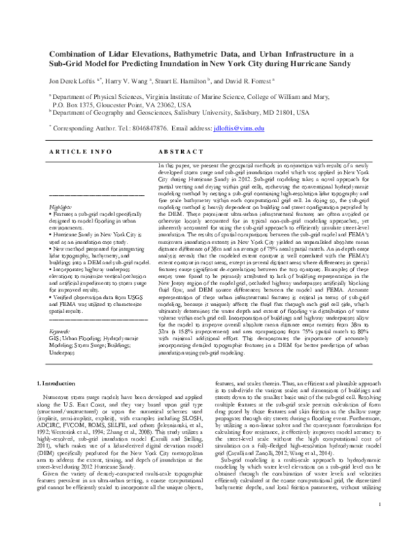 (PDF) Combination of Lidar Elevations, Bathymetric Data, and Urban Infrastructure in a Sub-Grid ...
