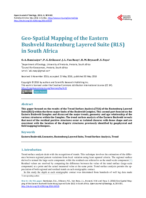 (PDF) Geo-Spatial Mapping of the Western Bushveld Rustenburg Layered ...