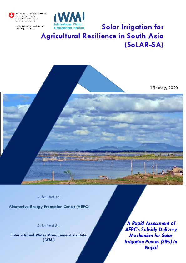 (PDF) SOLAR IRRIGATION FOR AGRICULTURAL RESILIENCE IN SOUTH ASIA (SoLAR)