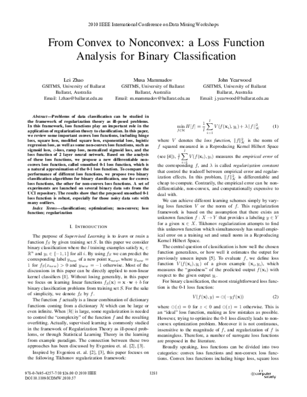 Pdf From Convex To Nonconvex A Loss Function Analysis For Binary