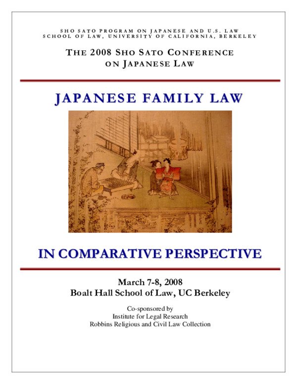 (PDF) Japanese family law in comparative perspective