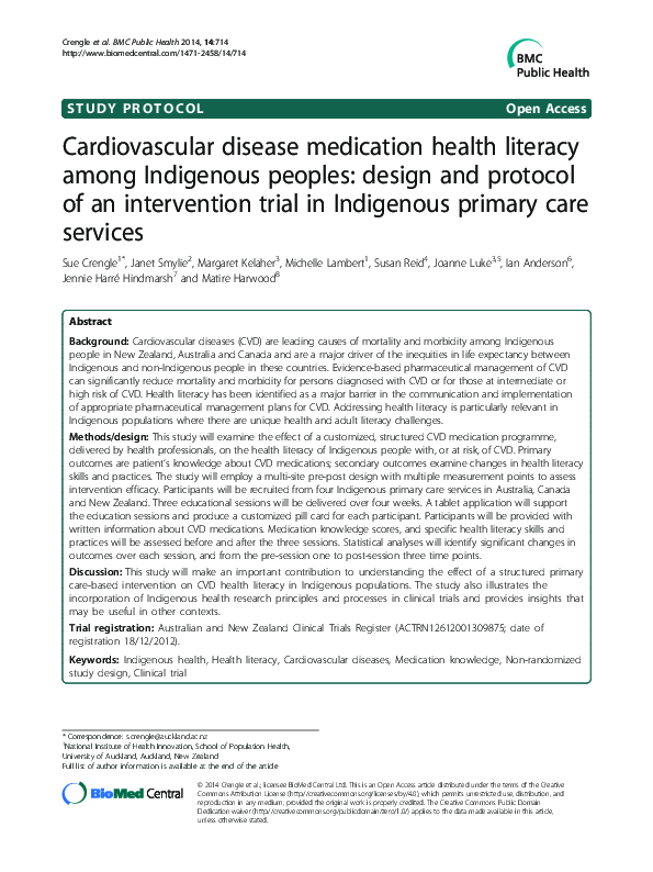 (PDF) Improving CVD Medication Literacy in Indigenous Peoples