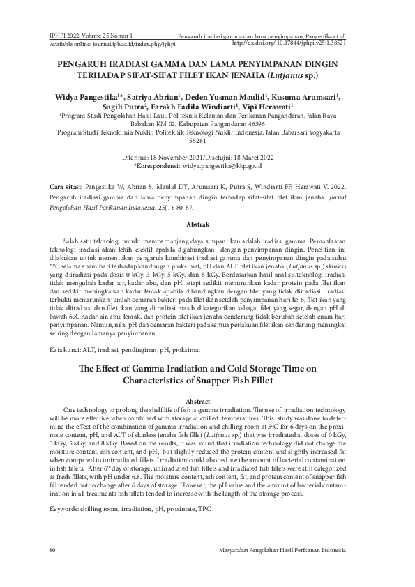 (PDF) Pengaruh Iradiasi Gamma dan Penyimpanan Dingin terhadap Kandungan ...