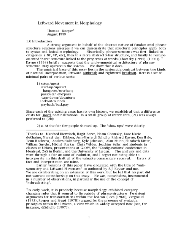 (PDF) Leftward Movement in Morphology