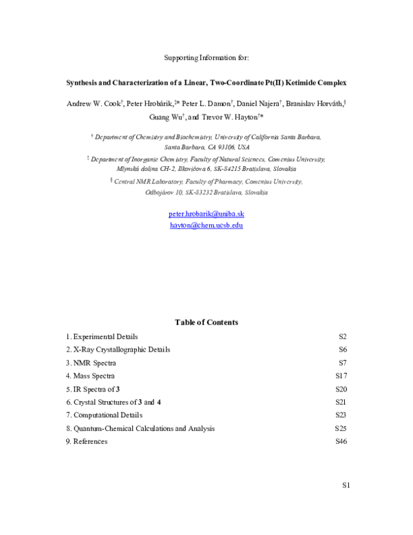 Pdf Synthesis And Characterization Of A Linear Two Coordinate Pt Ii Ketimide Complex