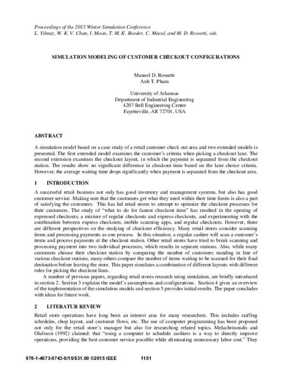 Pdf Simulation Modeling Of Customer Checkout Configurations