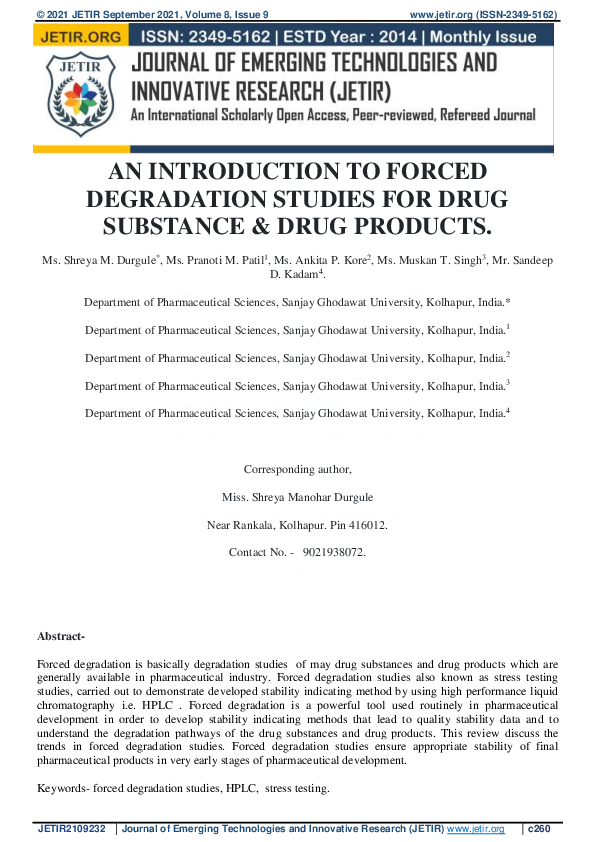 (PDF) An Introduction to Forced degradation studies for drug substances ...