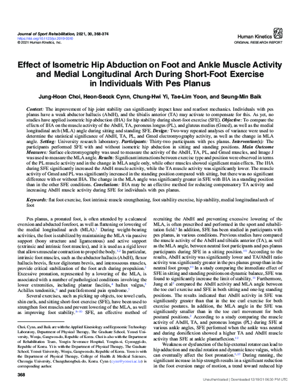 (PDF) Effect of Isometric Hip Abduction on Foot and Ankle Muscle ...