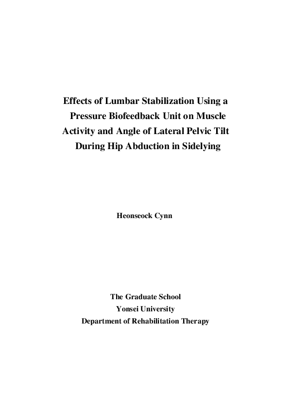 (PDF) Effects of Lumbar Stabilization Using a Pressure Biofeedback Unit on Muscle Activity and ...