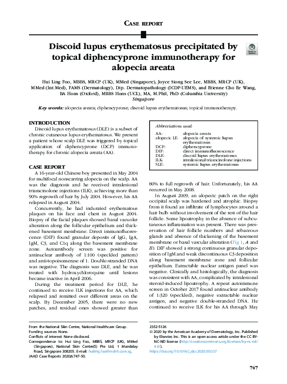 (PDF) Discoid lupus erythematosus precipitated by topical diphencyprone ...