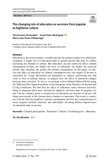 (PDF) The changing role of education as we move from popular to ...